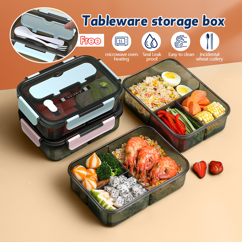Bento Lunch Box Microwave Safe Freeze Safe Leak Proof Design with Secure Clips and Silicone Seal ...