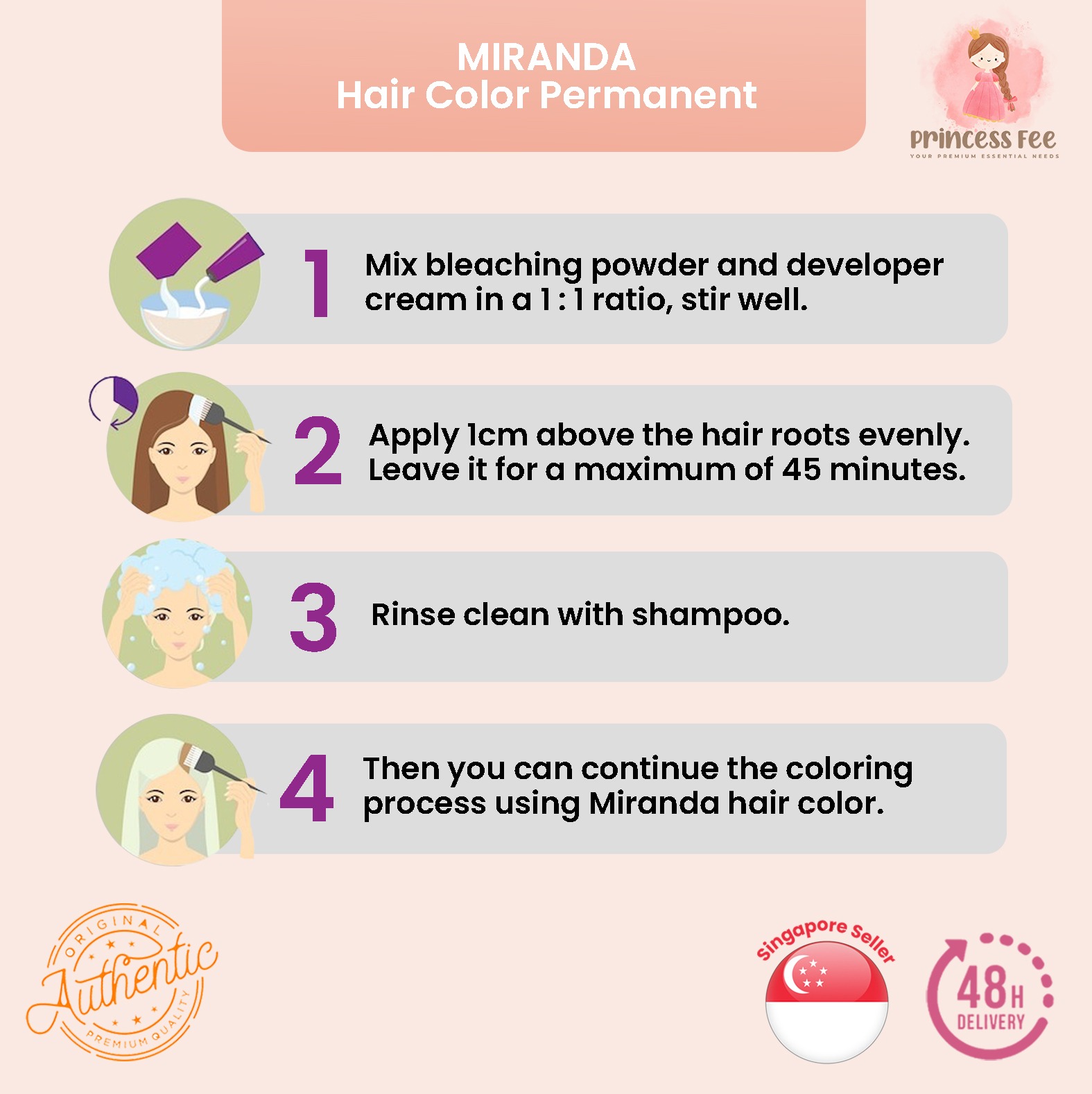 SG - MIRANDA Hair Color Temptation 20ml / MIRANDA Permanent Hair Color ...