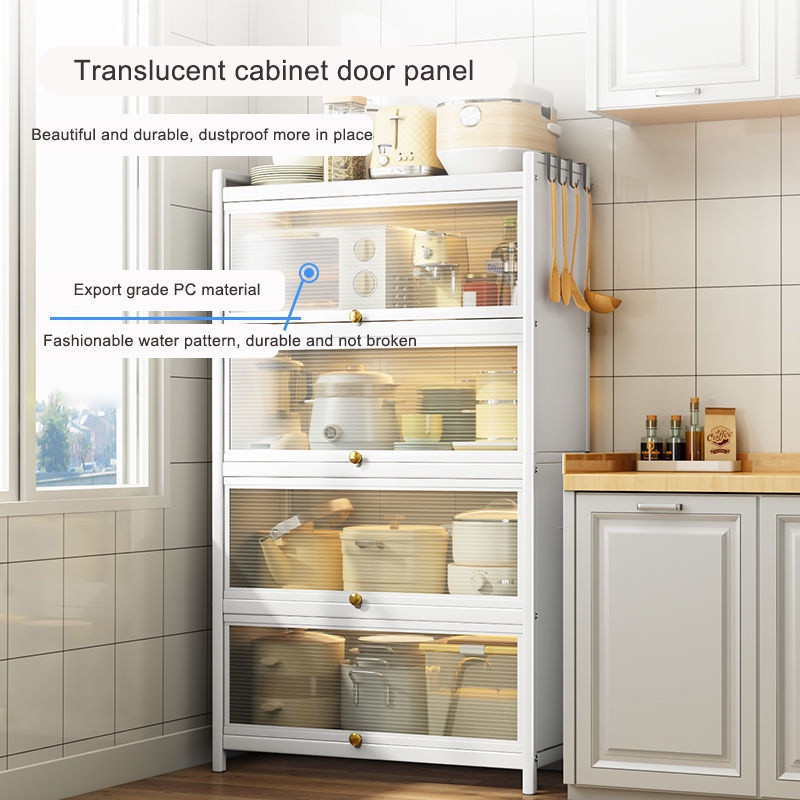 Kitchen Storage Cabinet With Wheels Dust-Proof Locker Cupboard Kitchen ...