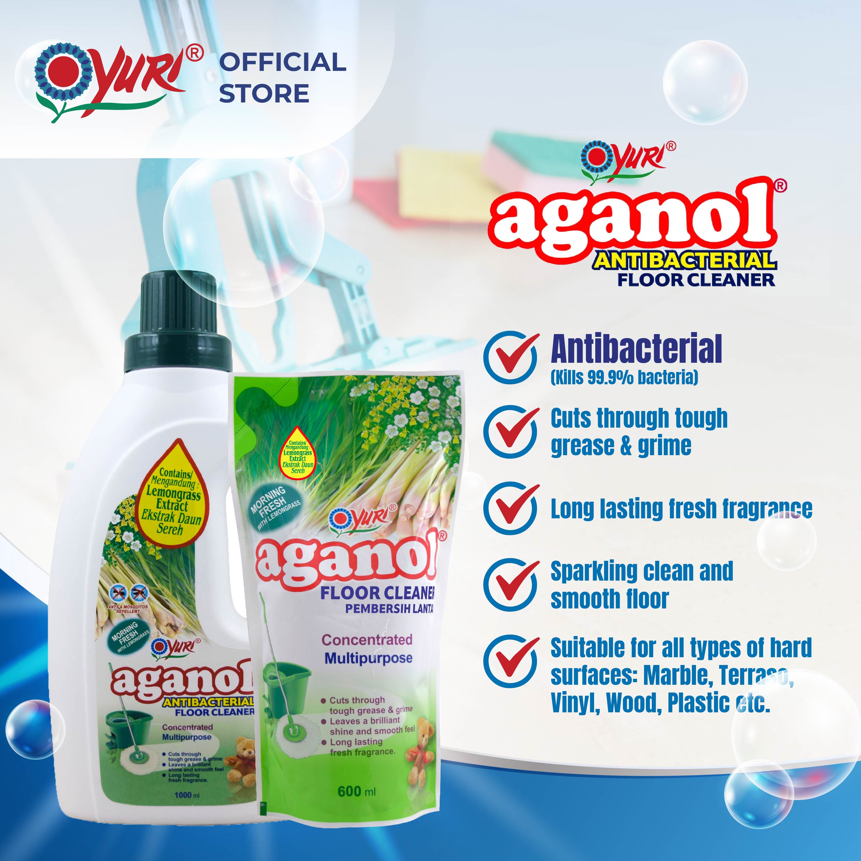 [Triple Pack] Yuri Aganol Multi-Purpose Antibacterial Floor Cleaner ...