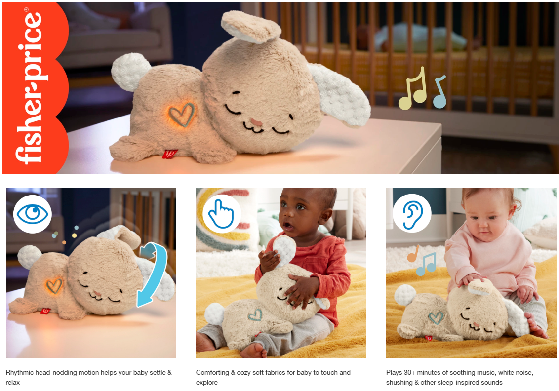 Fisher-Price Soothe & Settle Bunny Plush Baby Toy & Customizable Sound ...