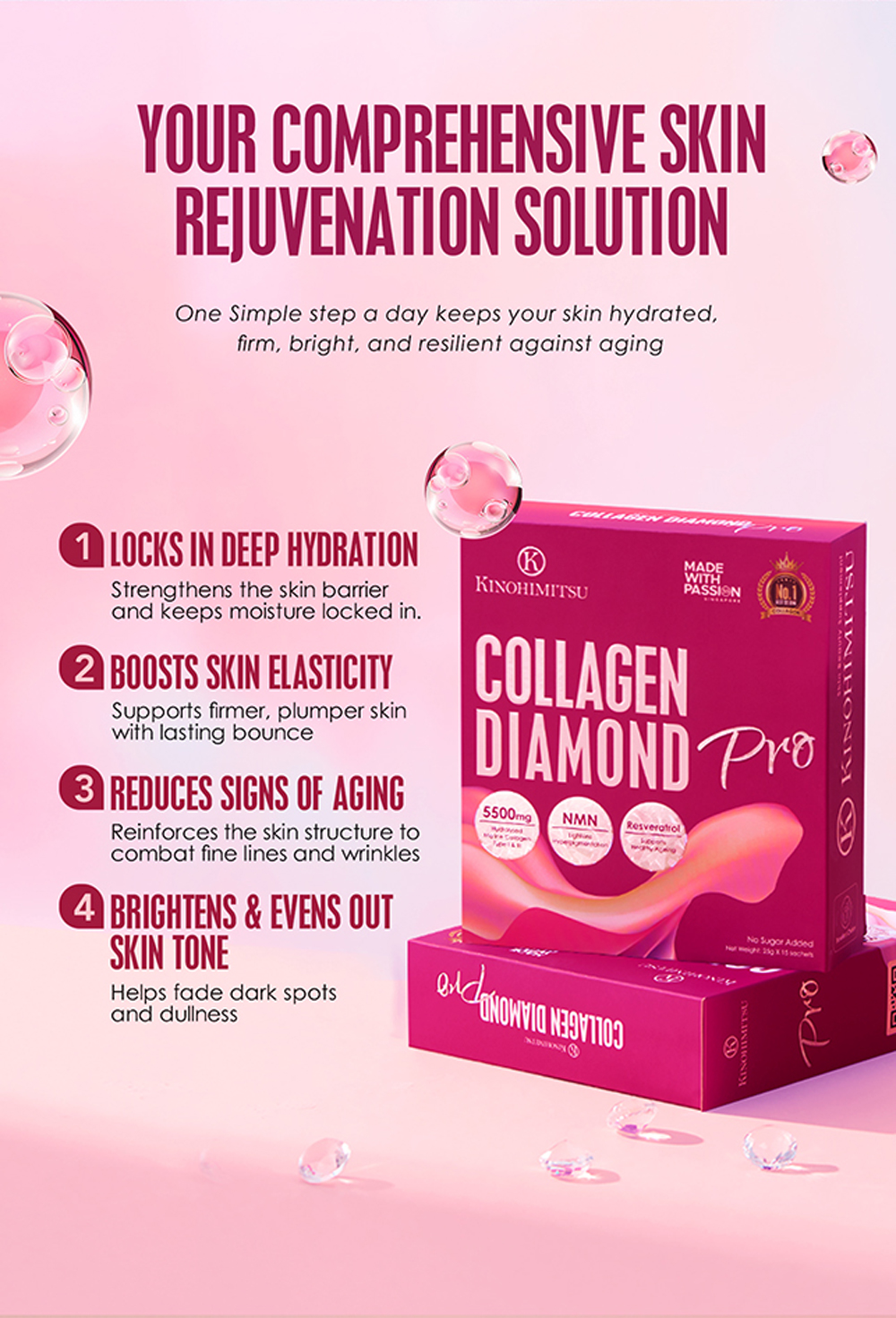Kinohimitsu Collagen Diamond Pro 5500mg with NMN Supplement 25g ...