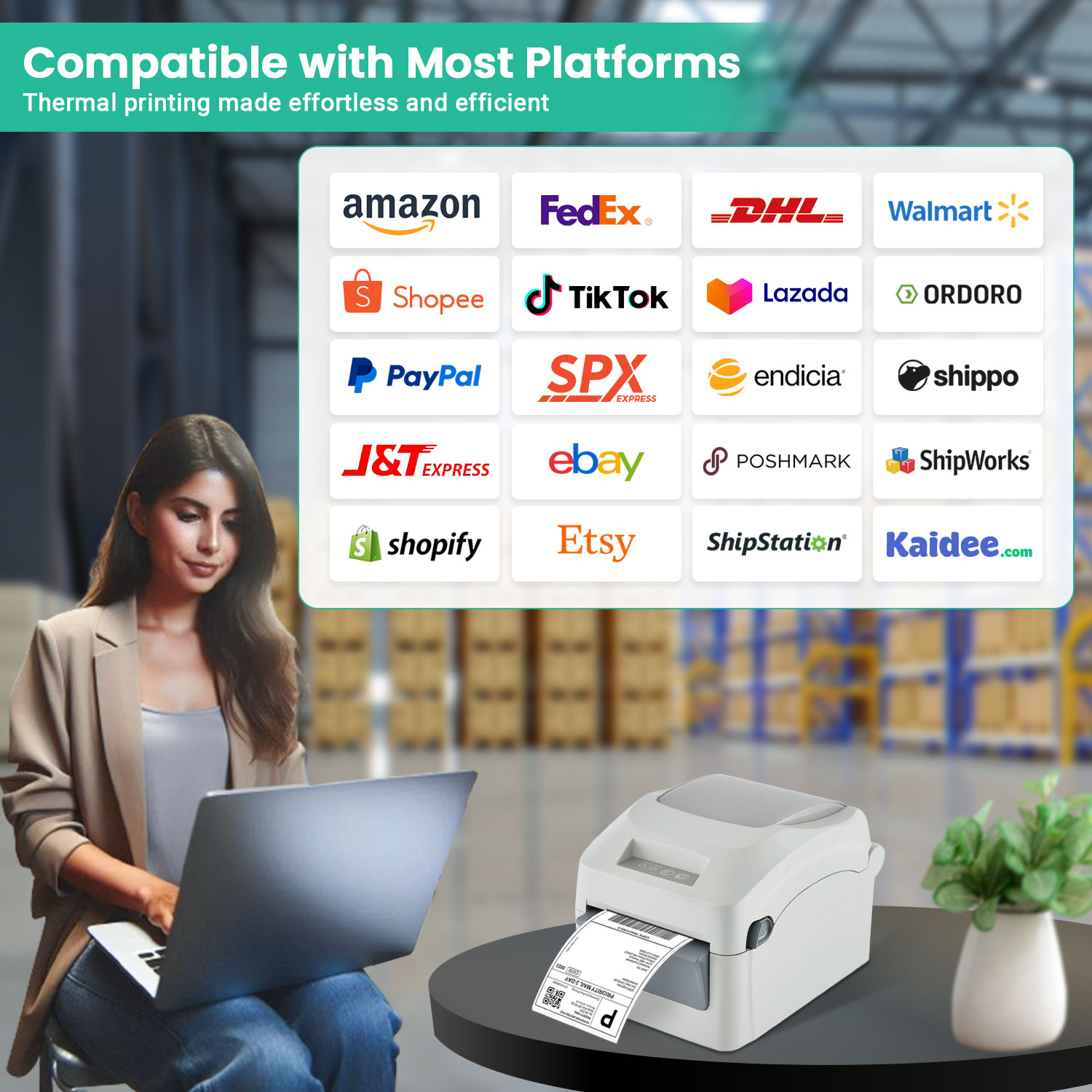 Thermal Printer Bluetooth Waybill Barcode Shipping Label Bluetooth ...