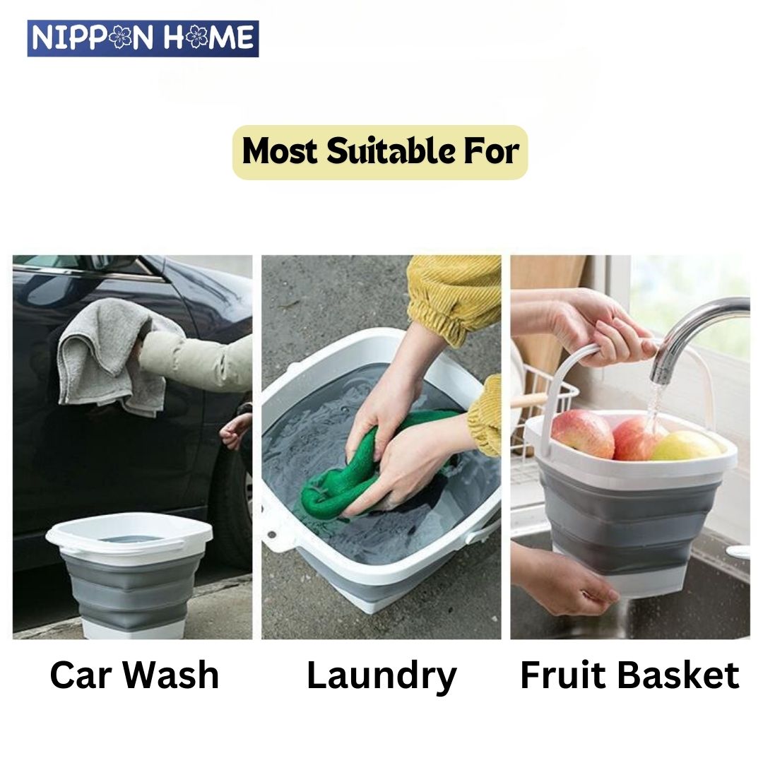 [ Household ] Collapsible Wash Basin Foldable Pail Square portable ...