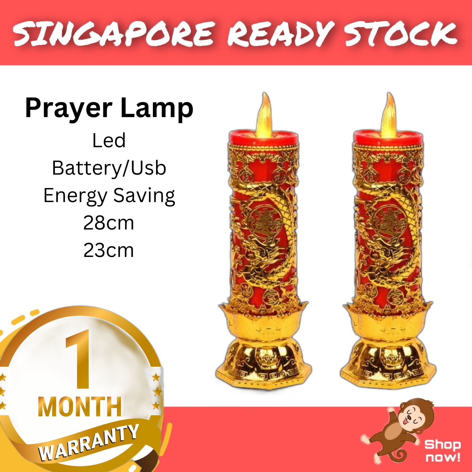 Buddha Table Lamp 神台灯 Led Light Worship Lamp 1 Pair Candle Design 20cm ...