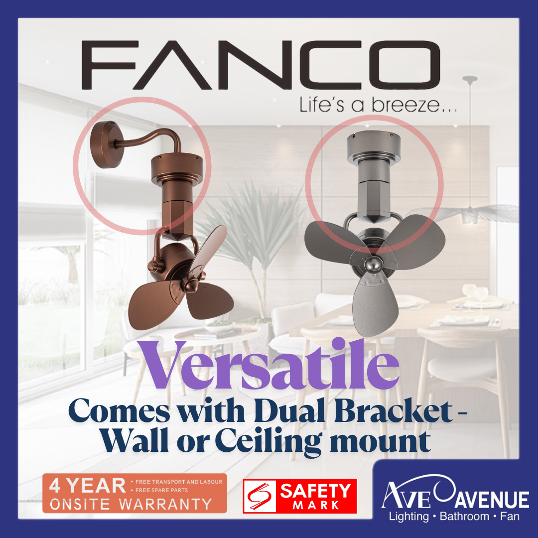 Fanco Co-Fan Reno 16 Inch Dual Mounting Corner Ceiling Fan 150 degree ...