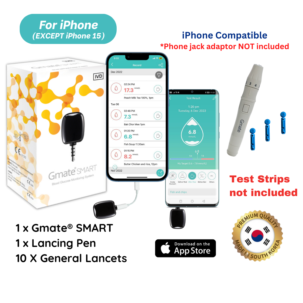 Gmate® SMART/ Gmate® ON Blood Glucose Meter Starter Kit (Gmate® Blood ...