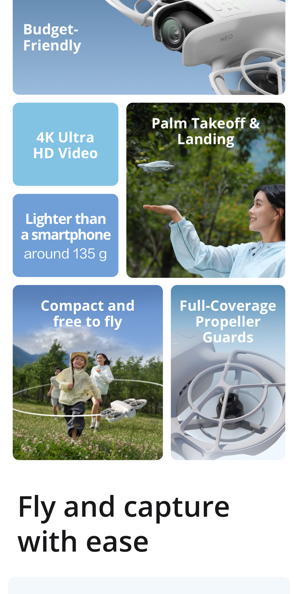 DJI Neo - Camera Drone | 4K/30fps | 135g Ultra Light Weight | Palm ...