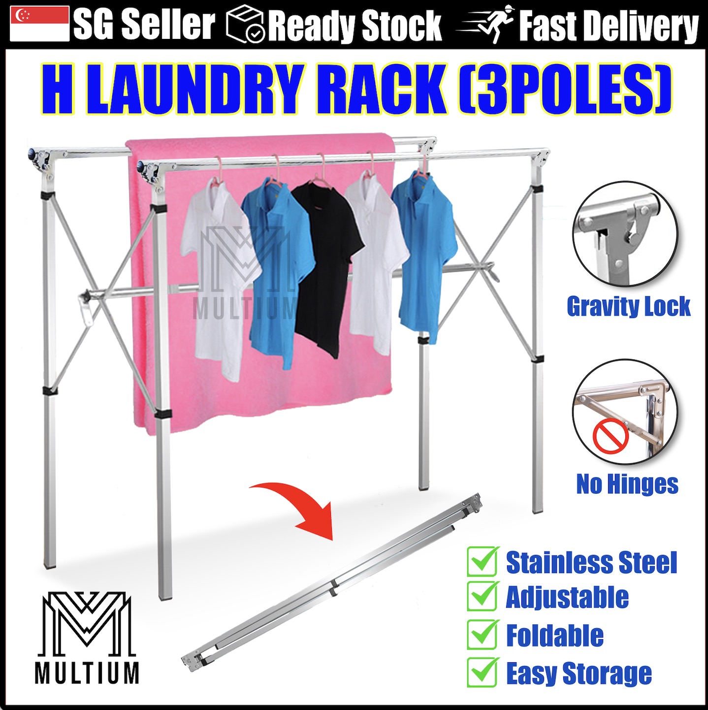 H Model Laundry Rack for Hanging and Drying |Foldable Laundry Rack ...