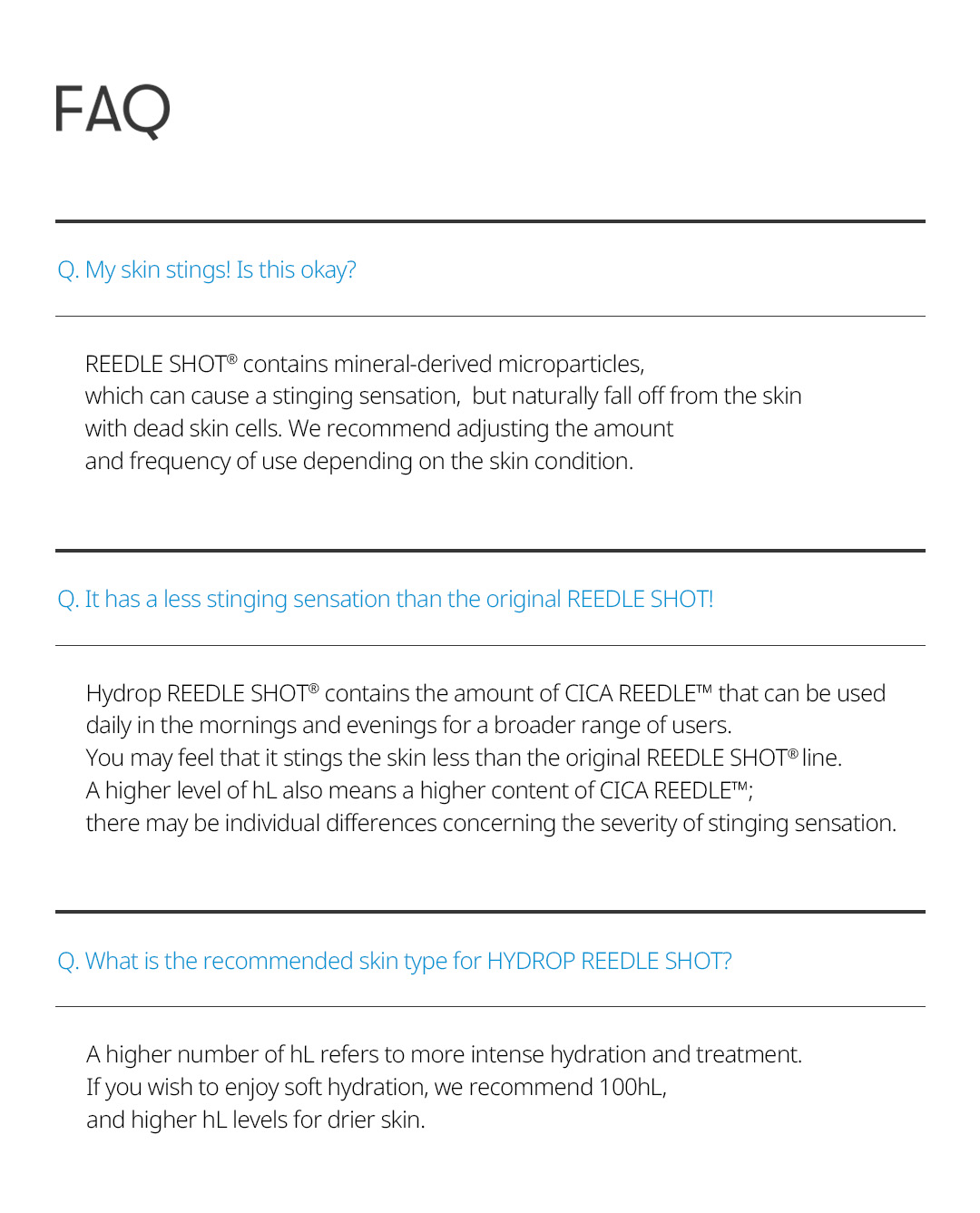 [VT] Hydrop Reedle Shot 100hL, 300hL, 700hL Moisturizing Booster, Deep ...