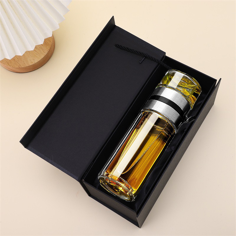 ⚡SG HOT SALE⚡500ml Double-layer Teacup Glass Bottle Tea Infuser Bottle ...