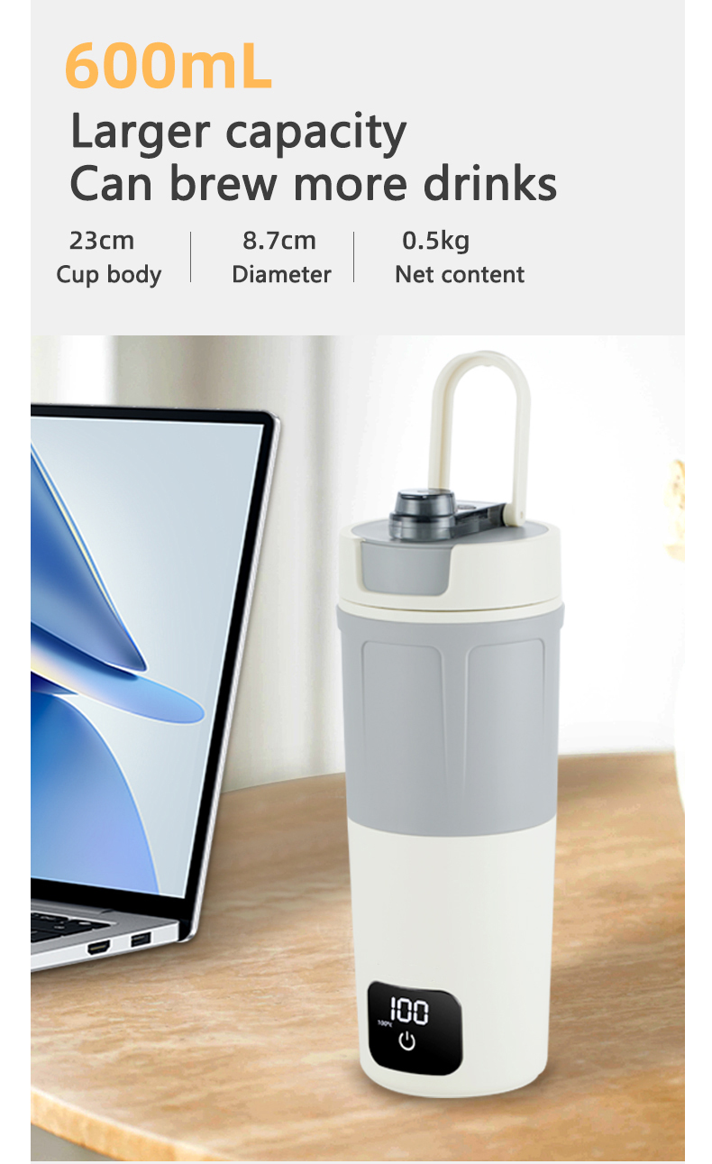 【READY STOCK】600ML Portable Electric Kettle Thermal Cup with LCD Smart ...