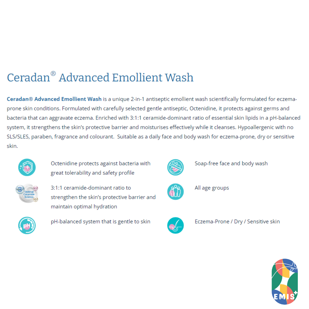 [Exp 07/2027] Clinic Exclusive Ceradan® Advanced Emollient Wash EMIS+ ...