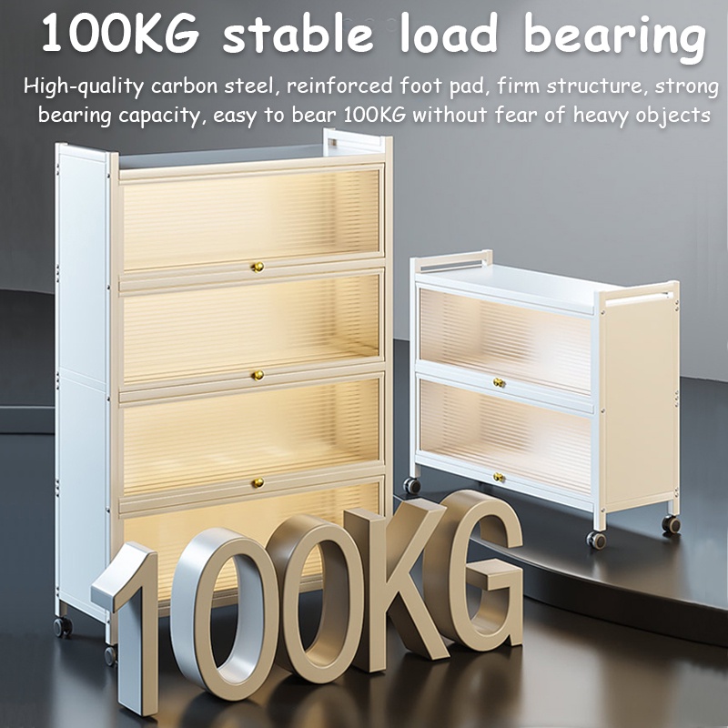 Kitchen Storage Cabinet With Wheels Dust-Proof Locker Cupboard Kitchen ...