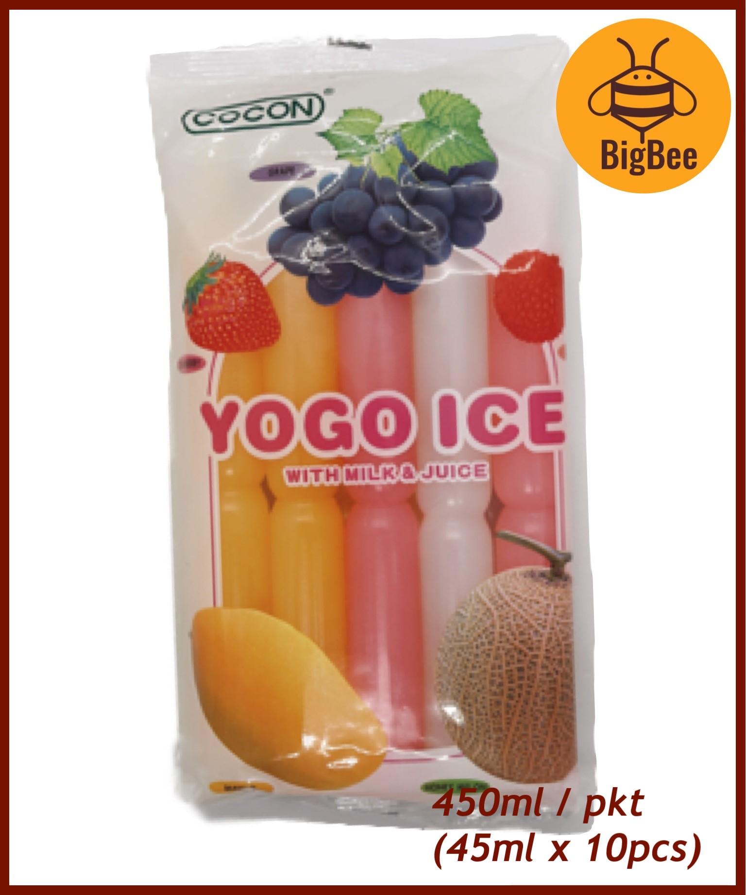 Cocon Yogo Ice - 450ml/pkt(45mlx10tubes)(HALAL) with Milk & Juice Ice ...
