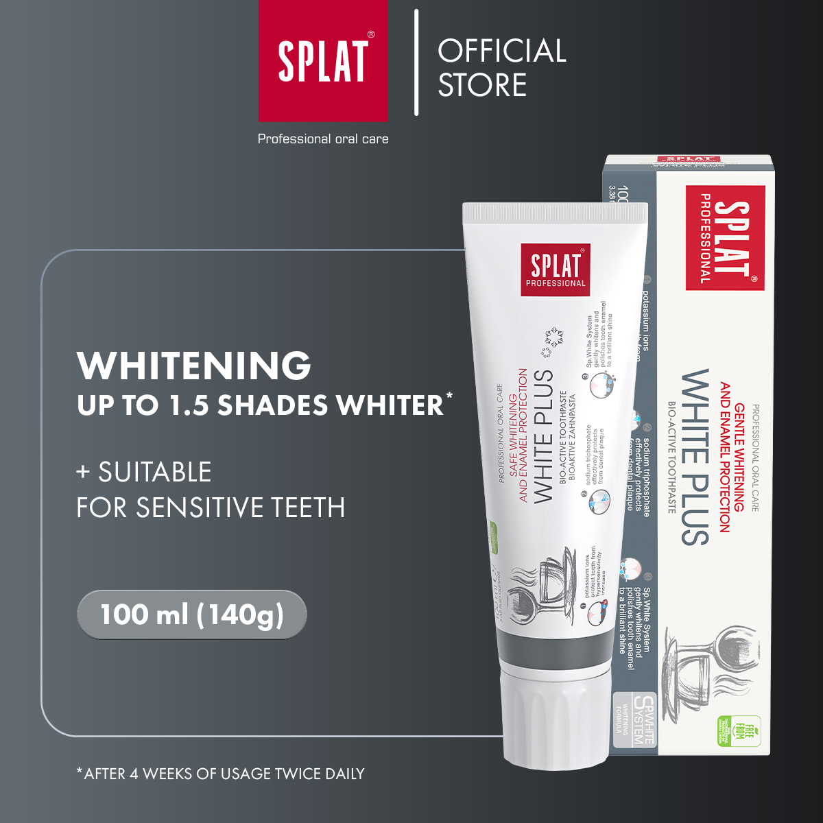 SPLAT Professional Series White Plus Toothpaste for safe whitening ...