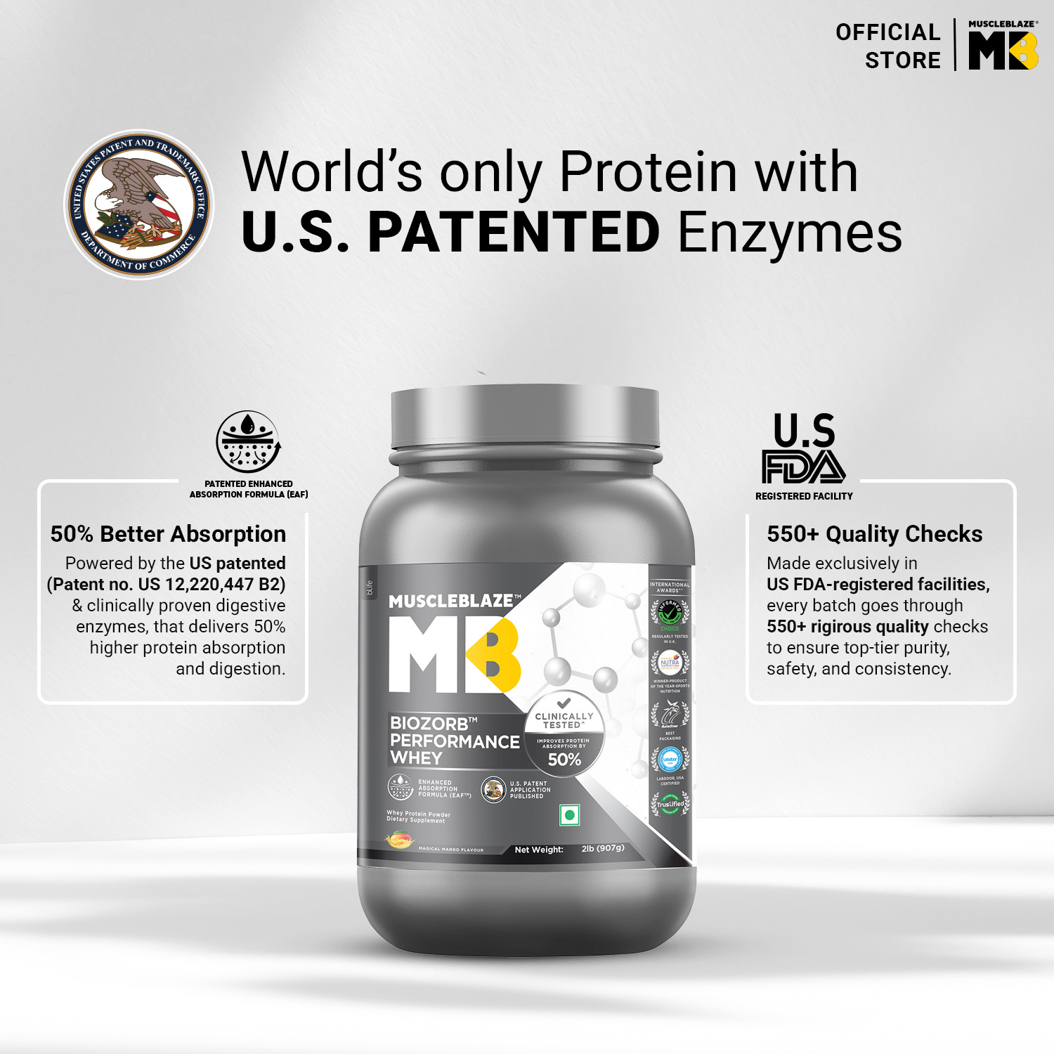 MuscleBlaze Biozorb Performance Whey Protein (Magical Mango, 2lbs ...