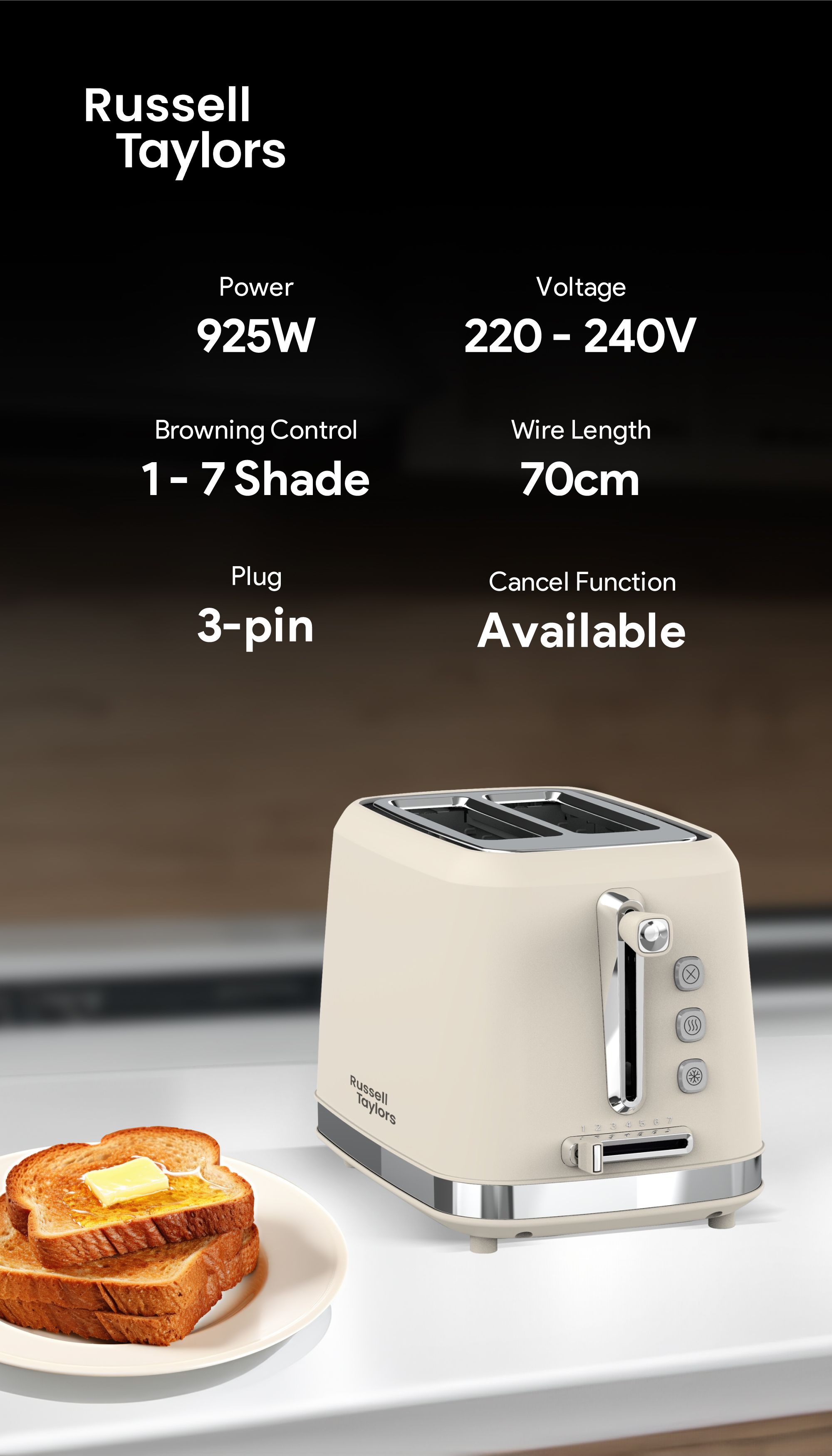 Russell Taylors Retro Toaster RT-10 Cream Color with Lid | Shopee Singapore