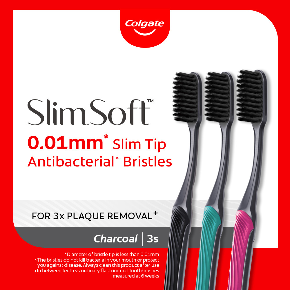 COLGATE Slim Soft Charcoal Toothbrush 3s | Shopee Singapore