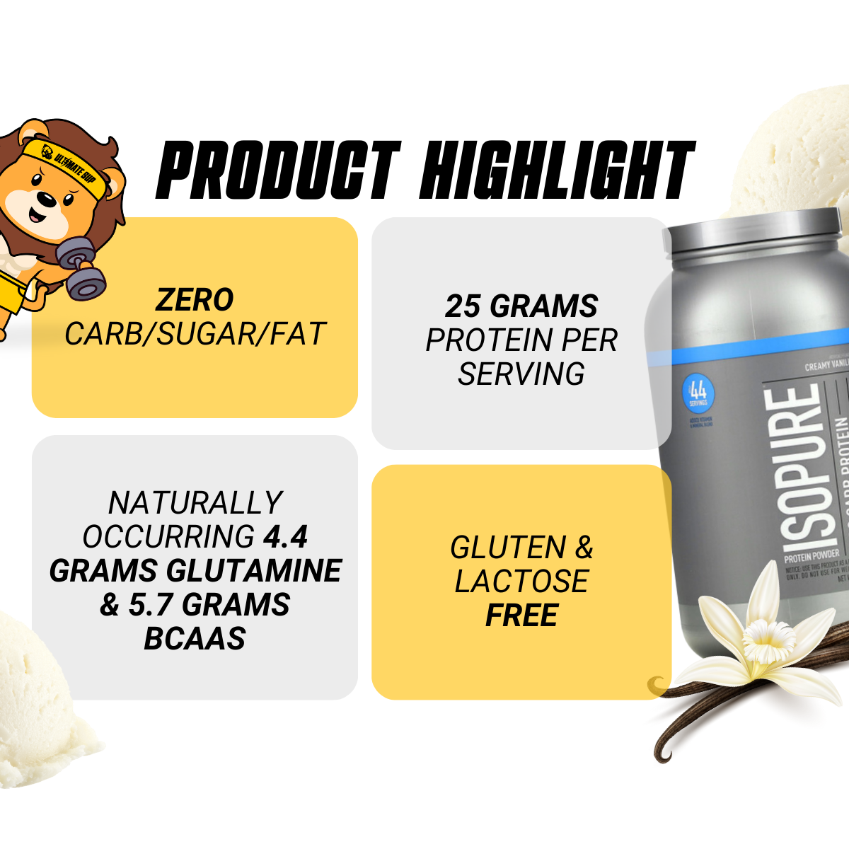 Isopure, Zero Carb Protein Powder, Whey Isolate Protein, Immune Support ...