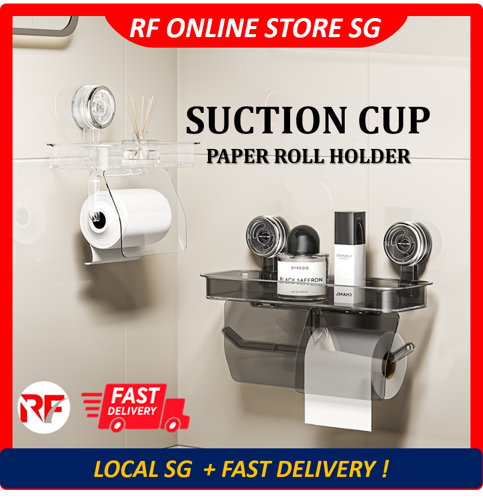 Suction Cup Toilet Roll Holder Wall-Hanging WC Paper Dispenser Rack ...