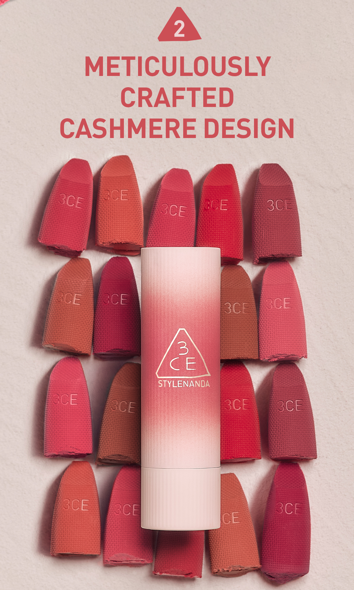 3CE Cashmere Hug bullet lipstick smooth soft matte blur finish all day ...