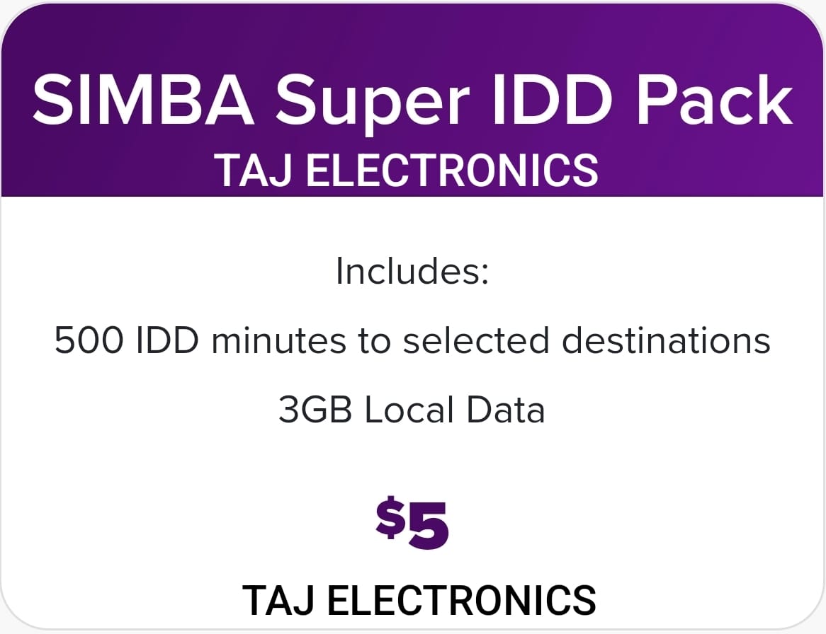 TPG / Simba $5 Super IDD Pack – 30-Day International Call Top-Up ...
