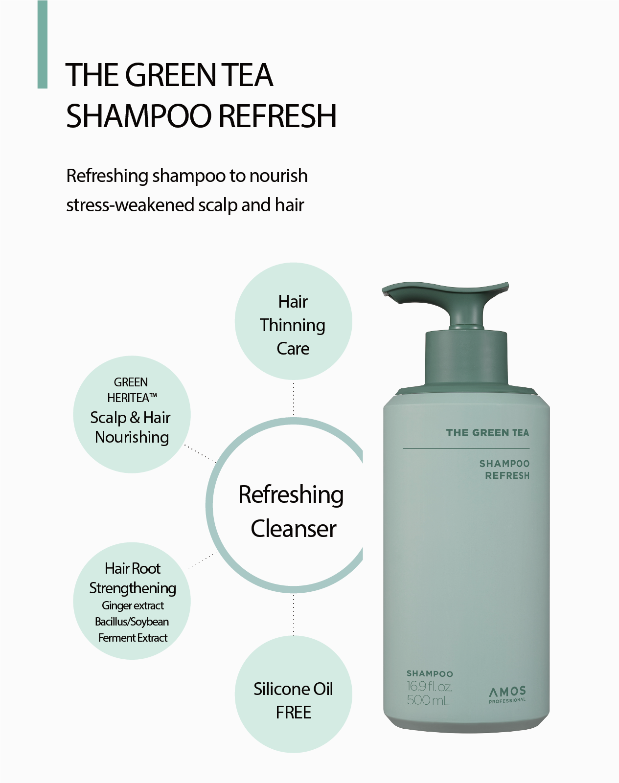 [AMOS PROFESSIONAL] The Greentea Shampoo Refresh 500ml (RENEWAL 2024 ...