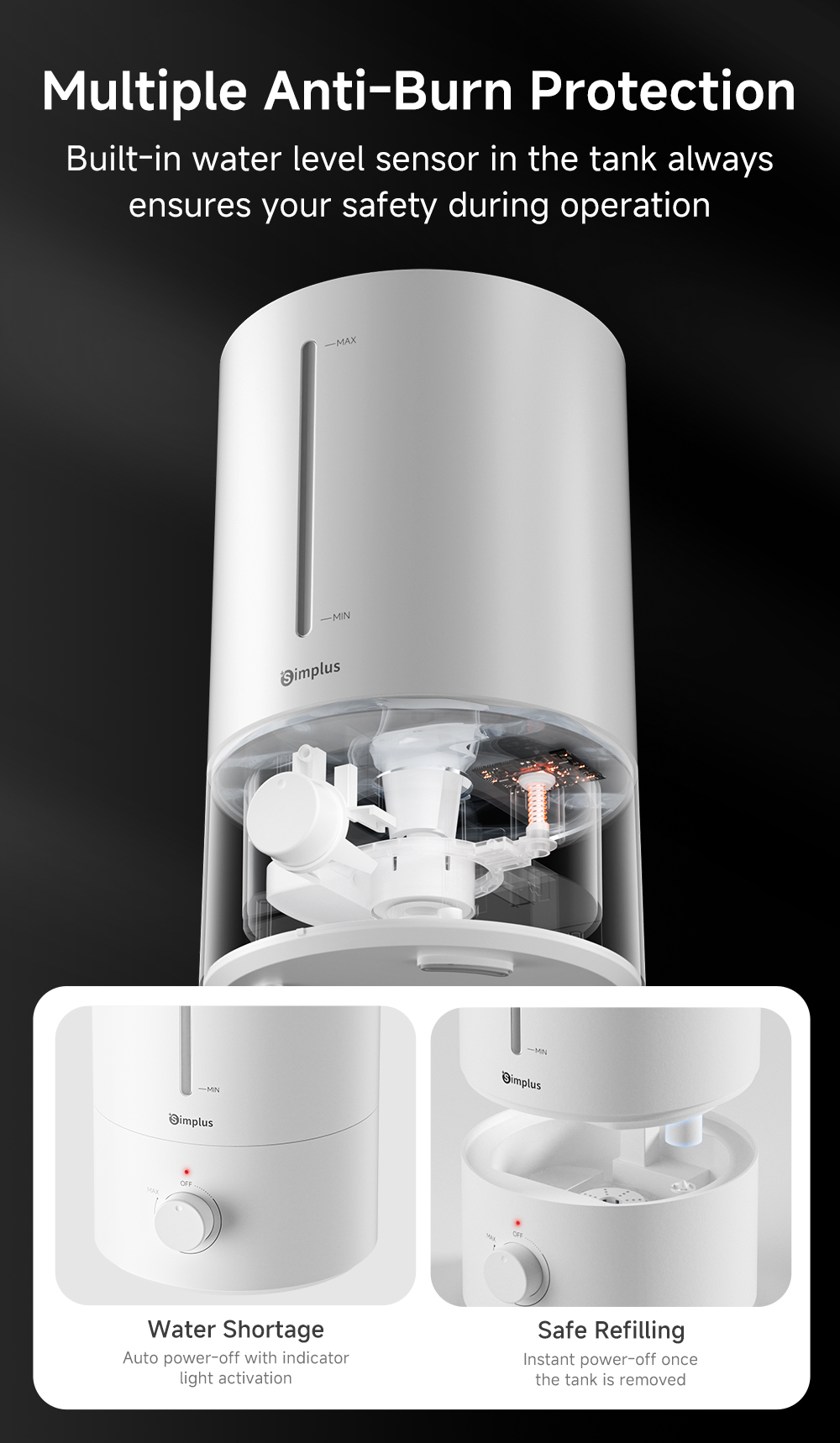 Simplus Humidifier丨AC Room Used | Aroma Diffuser丨350mL/H Output丨4.5L ...