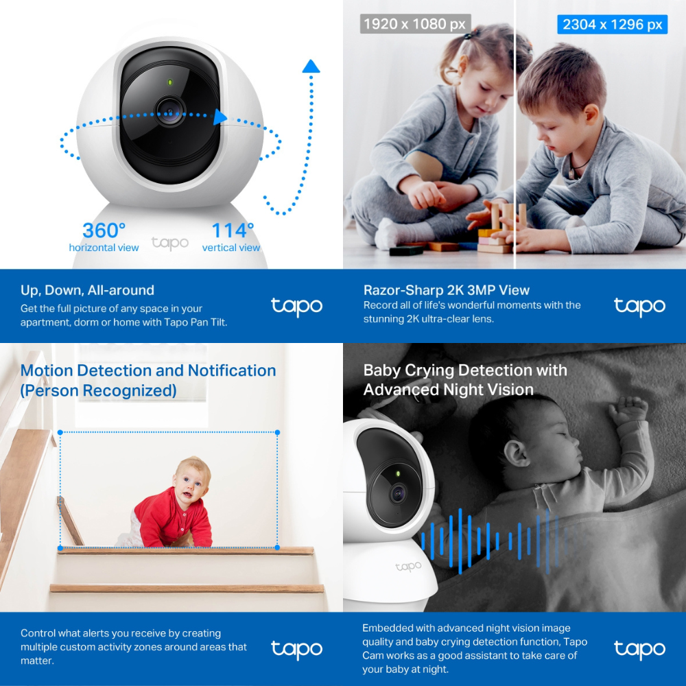 TP-Link Tapo Camera CCTV IP Camera 360 WIFI 2K QHD AI Home Security ...