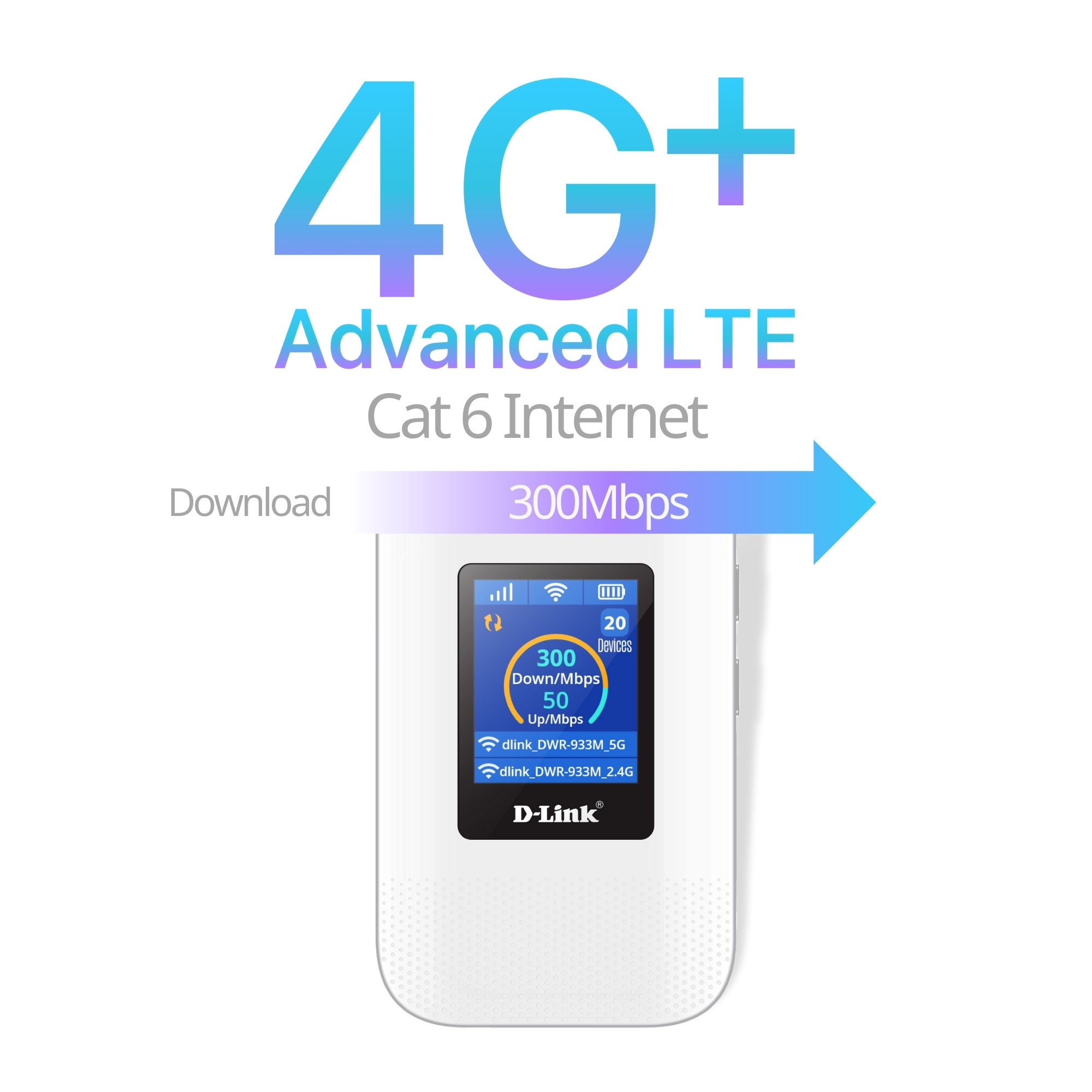 D-Link DWR-933M 4G+ Cat6 Advanced LTE Mobile Dual Band Travel WiFi ...
