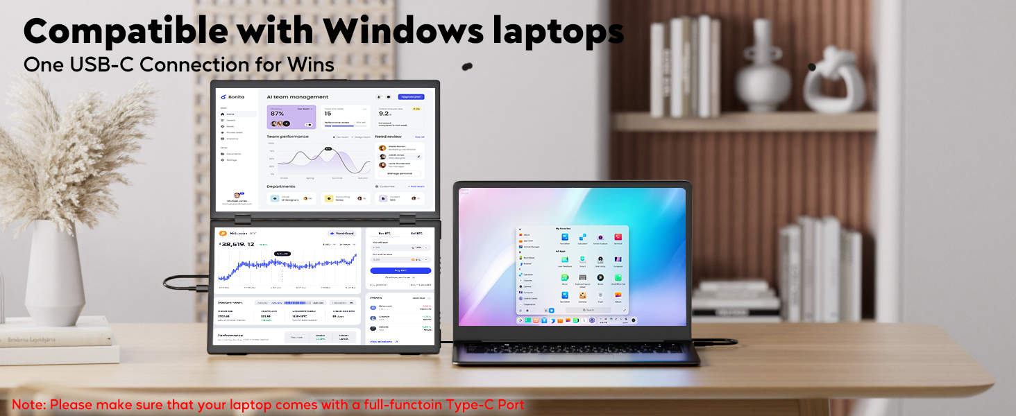 Zoomed-In Laptop Screen Extender 15.6 Inch 1080P 360° Foldable Dual ...