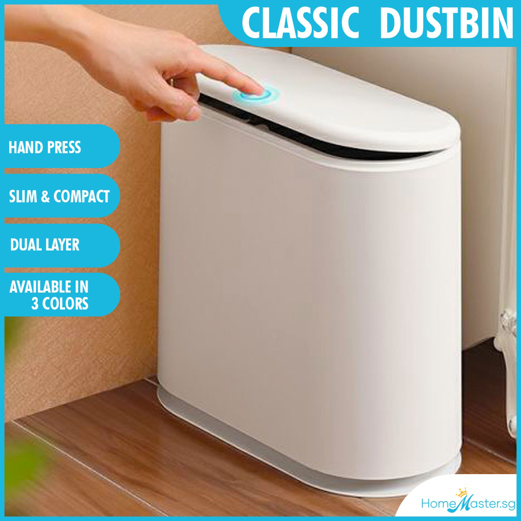 [SG Ready Stock] Japan Style Dustbin Simple Bathroom Kitchen Hand Press ...