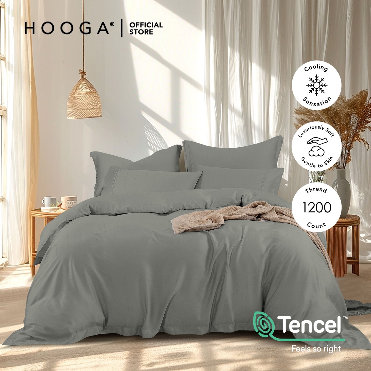 (4 NEW COLOURS) Hooga OLAV BOER 1200TC Tencel Lyocell Bedsheet Set ...