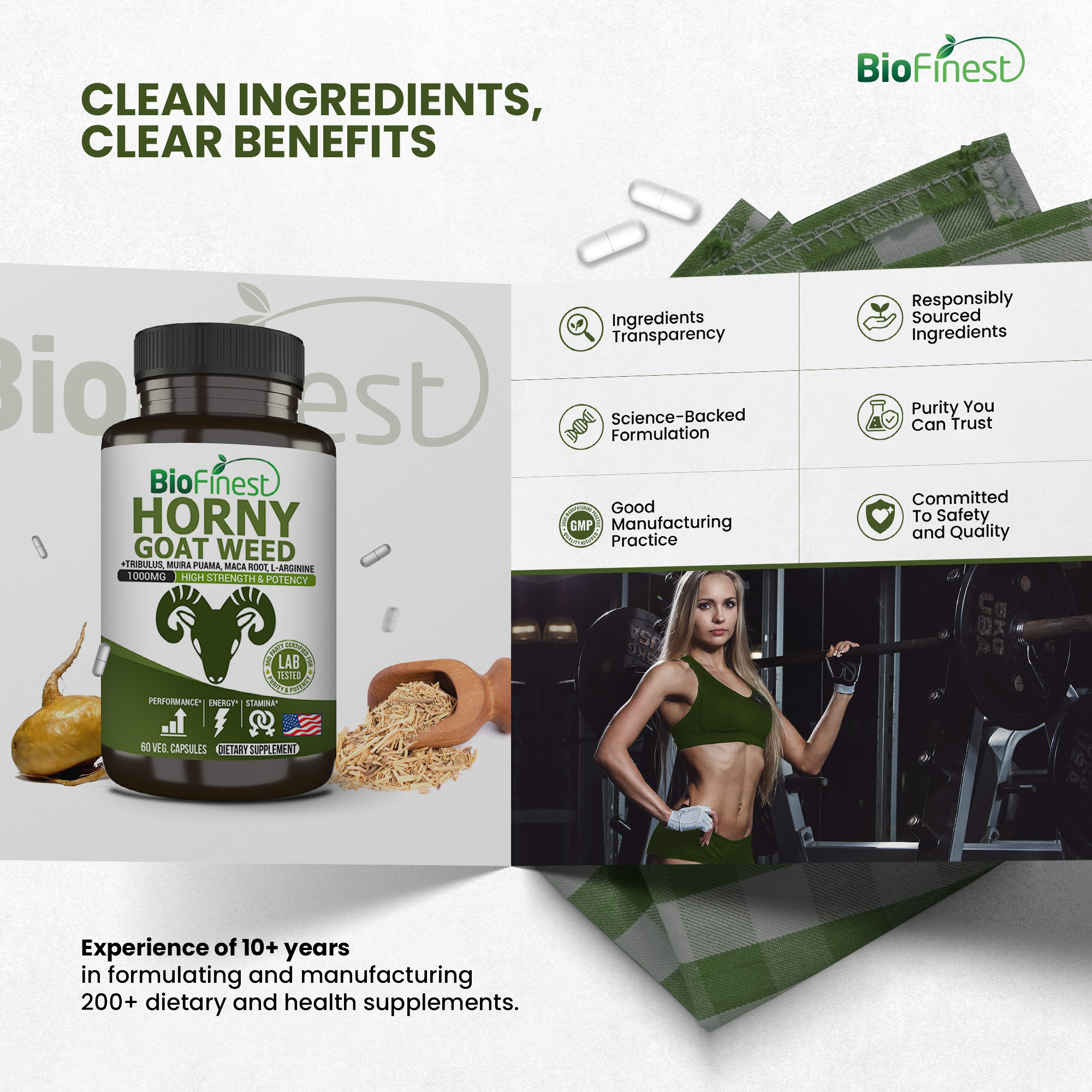 Biofinest Horny Goat Weed 1000mg - Maca Tribulus L Arginine - Men Women ...