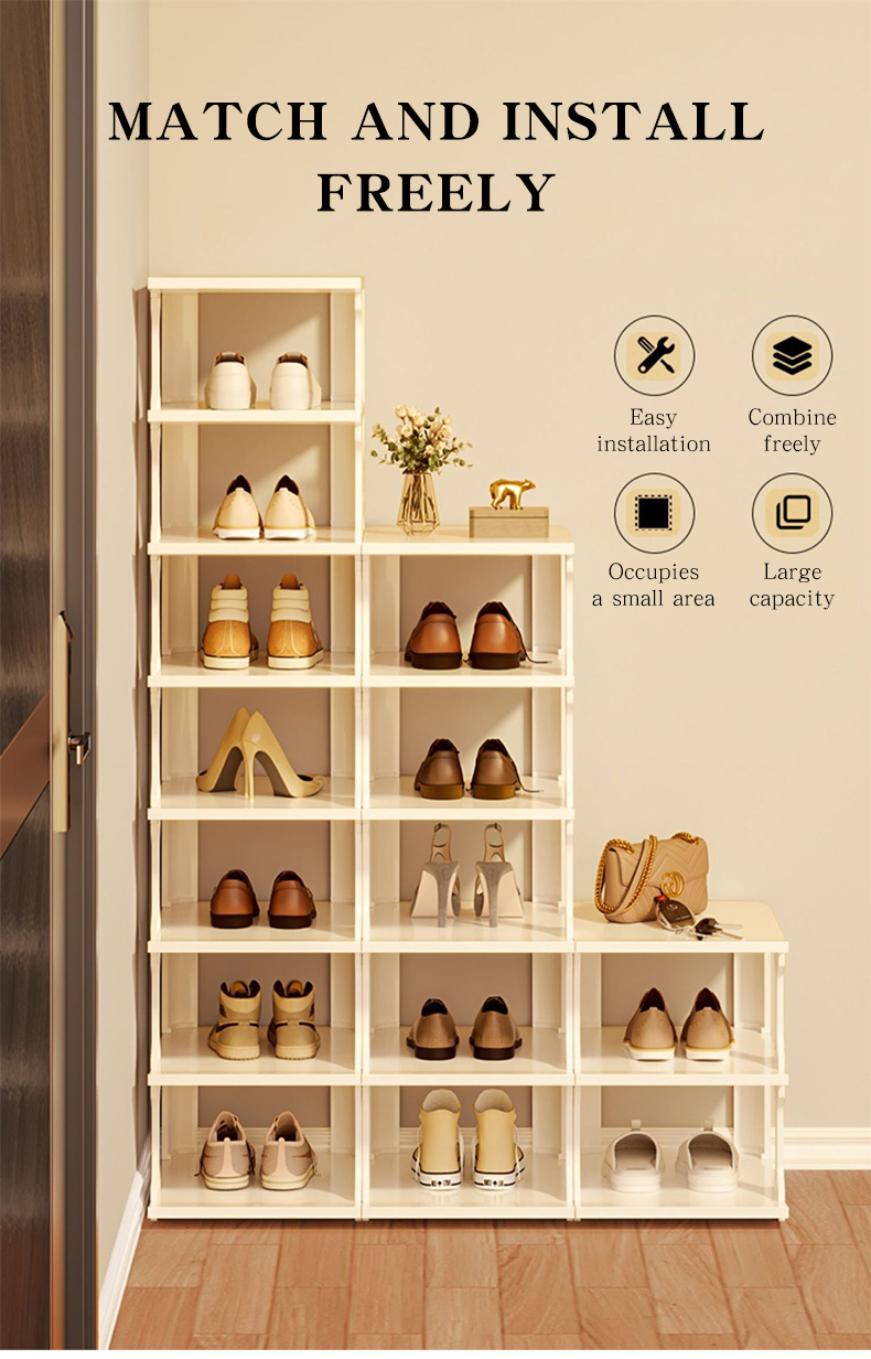 HXR DIY Plastic Stackable Multilayer Shoe Rack | 0.26㎡ Space-Saving ...