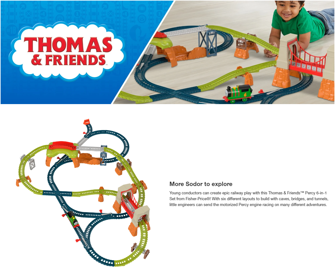Thomas & Friends Percy 6-In-1 Set With Motorized Percy Engine, Track ...