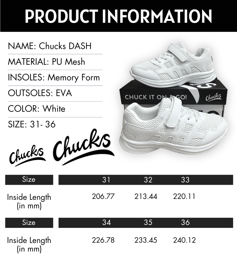 Chucks Kids School Shoes | Lightweight Cushioning Memory Form Anti-Slip ...