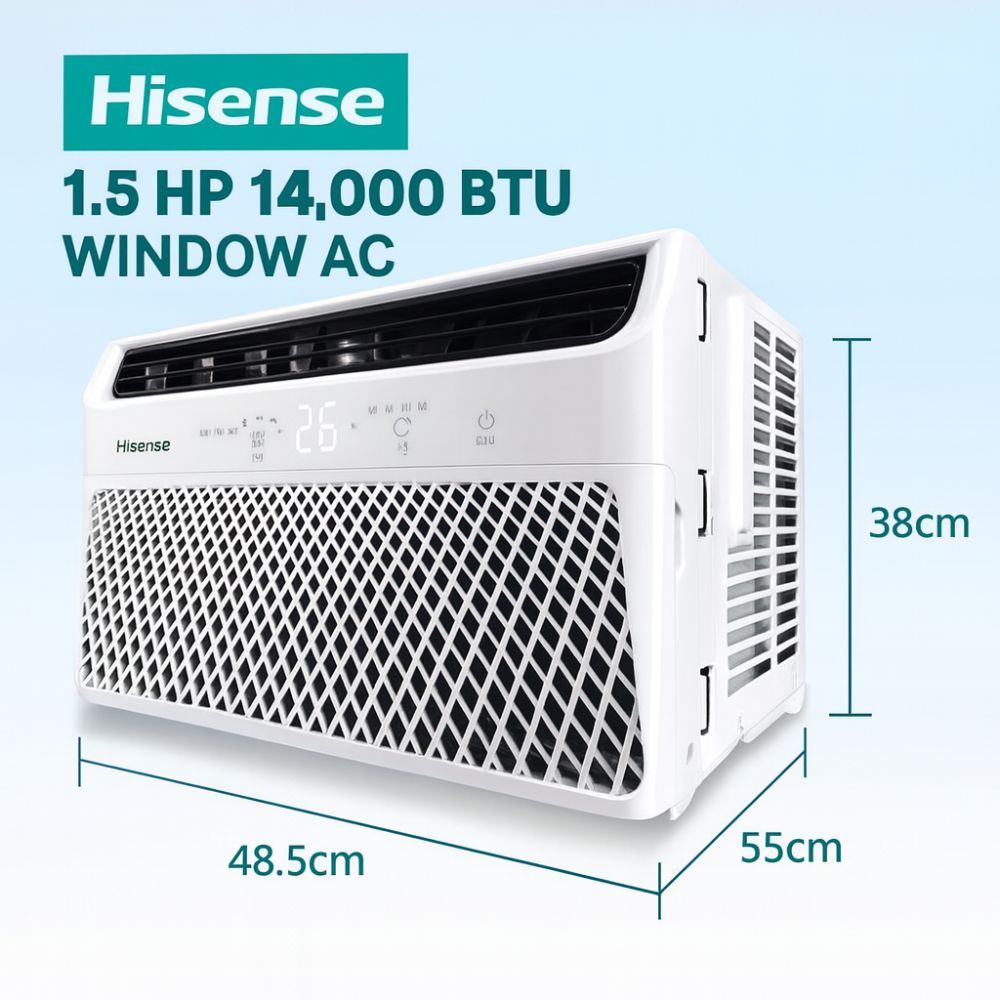 Hisense 1/1.5/2 HP Window AC AirCon, Air Conditioner Unit, Sleek and ...