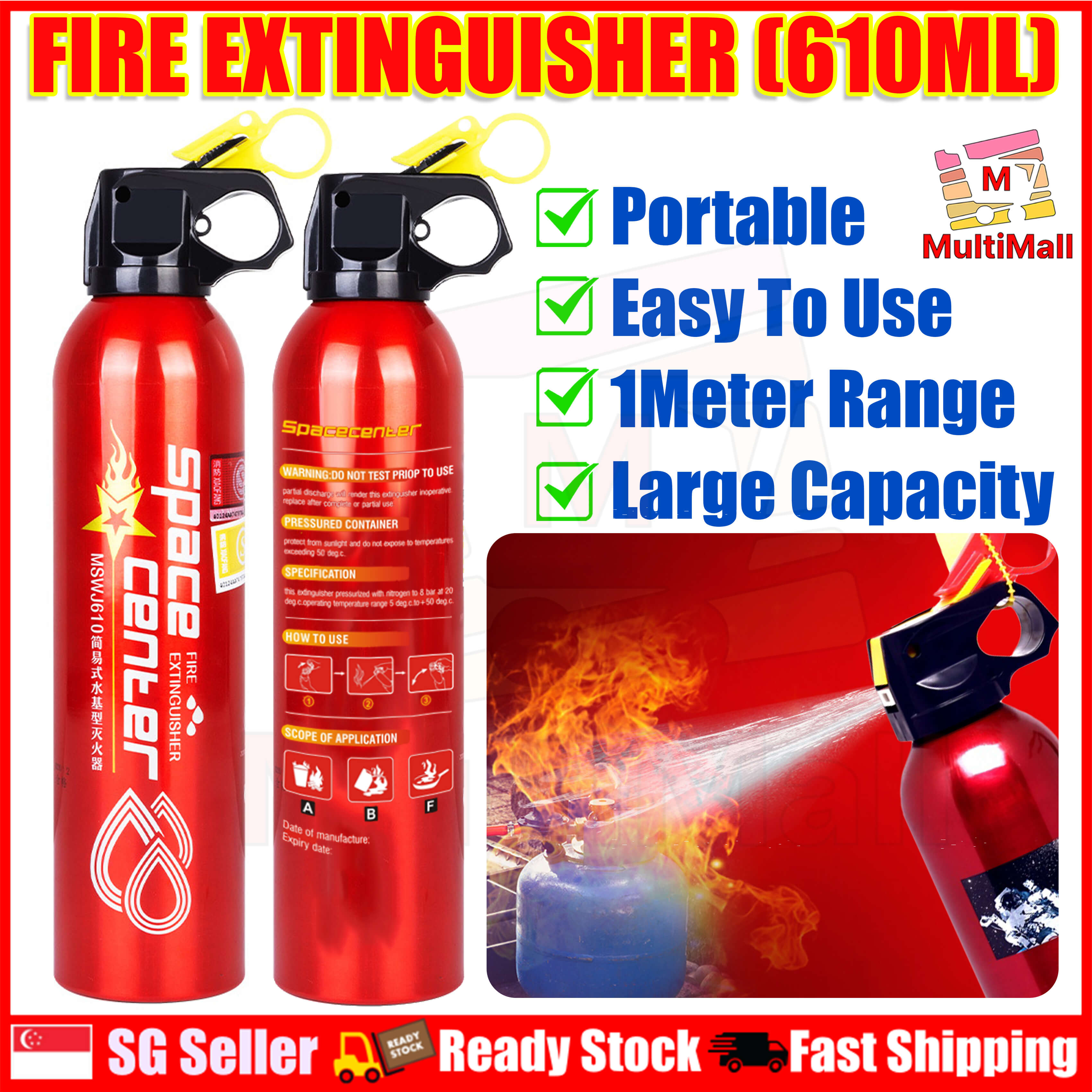 610ml Fire Extinguisher- Portable Fire Extinguisher Non-Toxic Fire ...