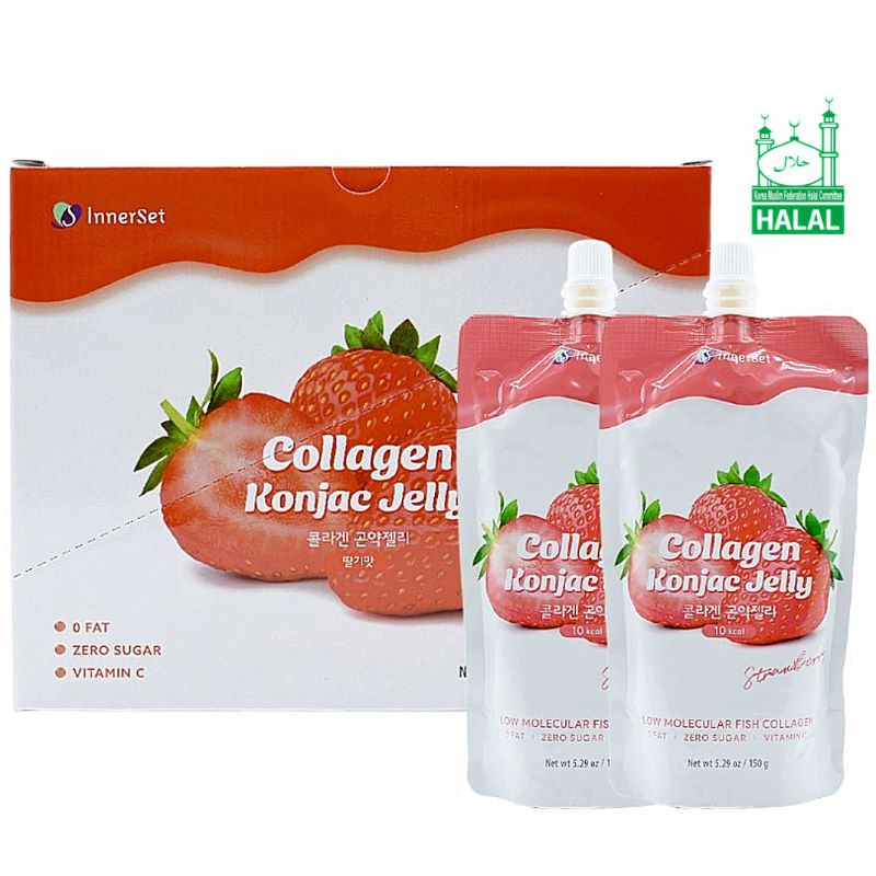 INNERSET Collagen Konjac Jelly – Strawberry Flavour, 150g X 10 Pouches ...