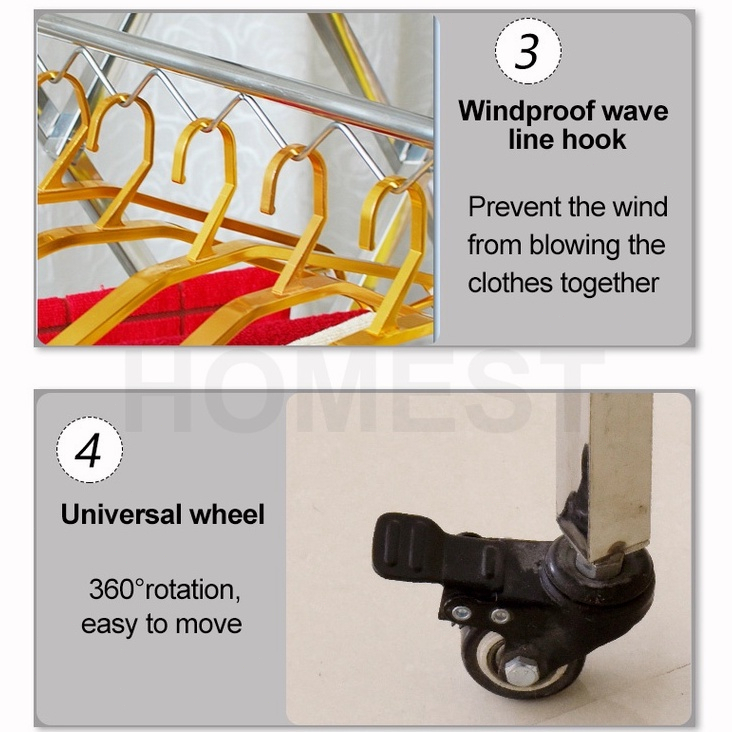 Luxe Foldable Drying rack Movable Stainless Steel Clothes Drying Rack ...