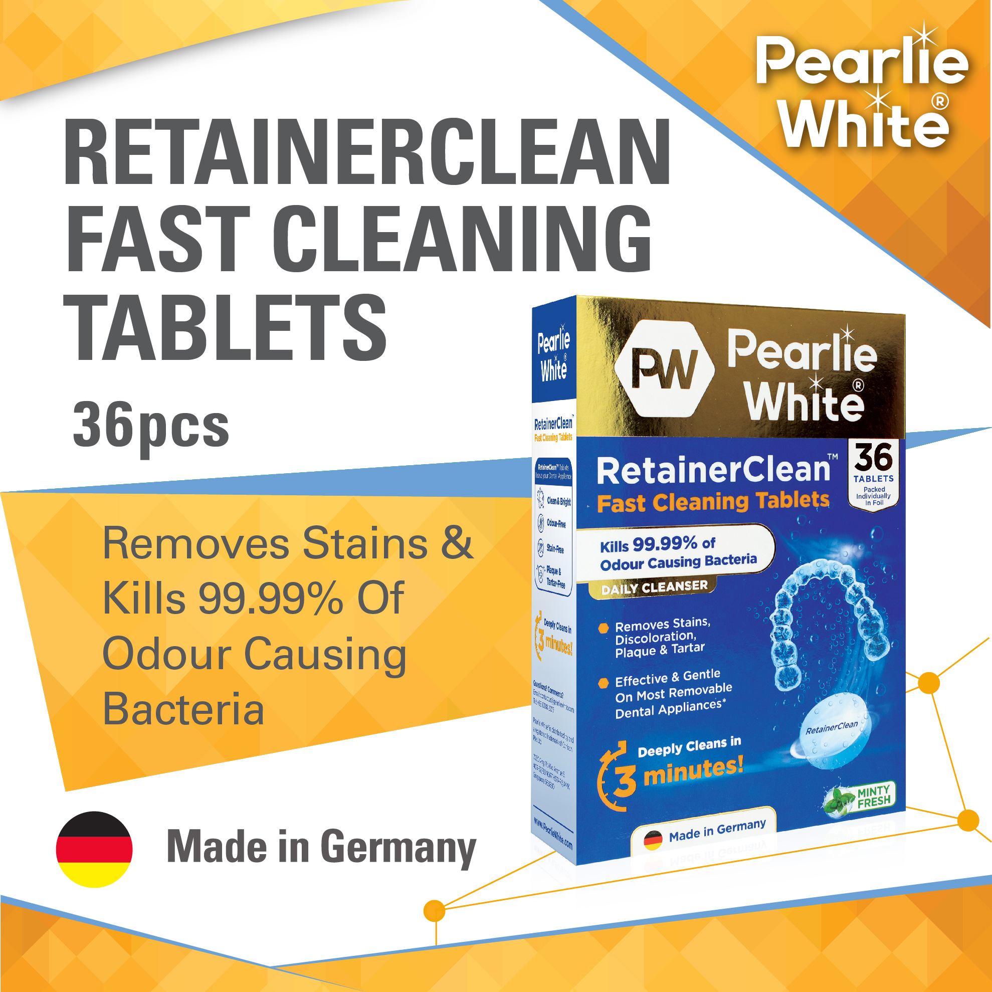 Pearlie White Retainer Clean Fast Cleaning Tablets 36s - for Aligner ...