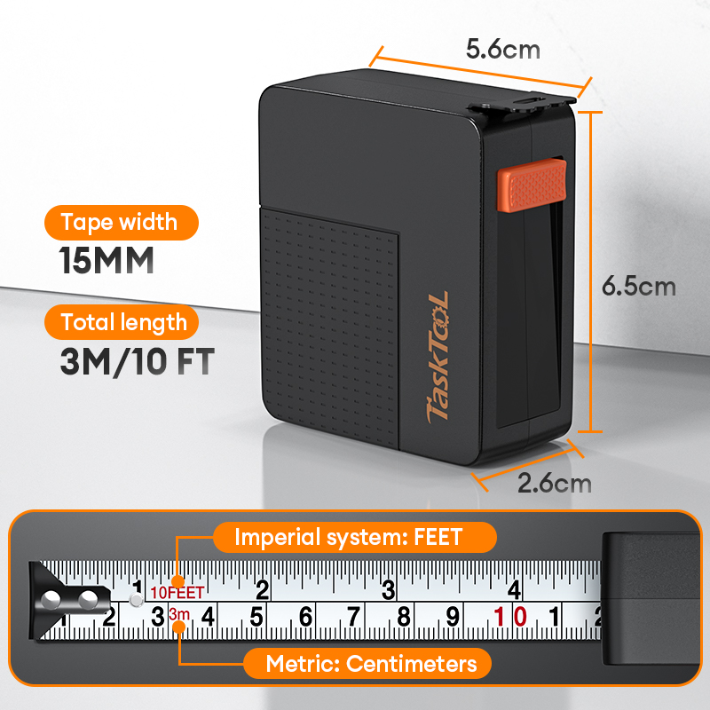 TASKTOOL 3M 10FT Mini Measuring Tape Dual Scale High Precision Self ...