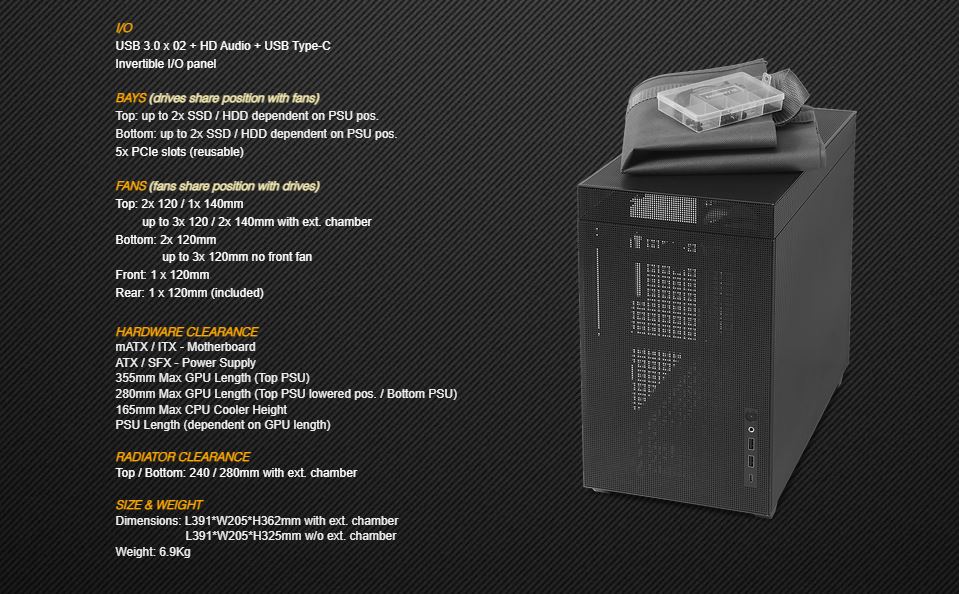 [MATX/ITX] TECWARE FUSION 2 / AIR / M2 HYBRID SFF CHASIS MESH BLACK PC ...