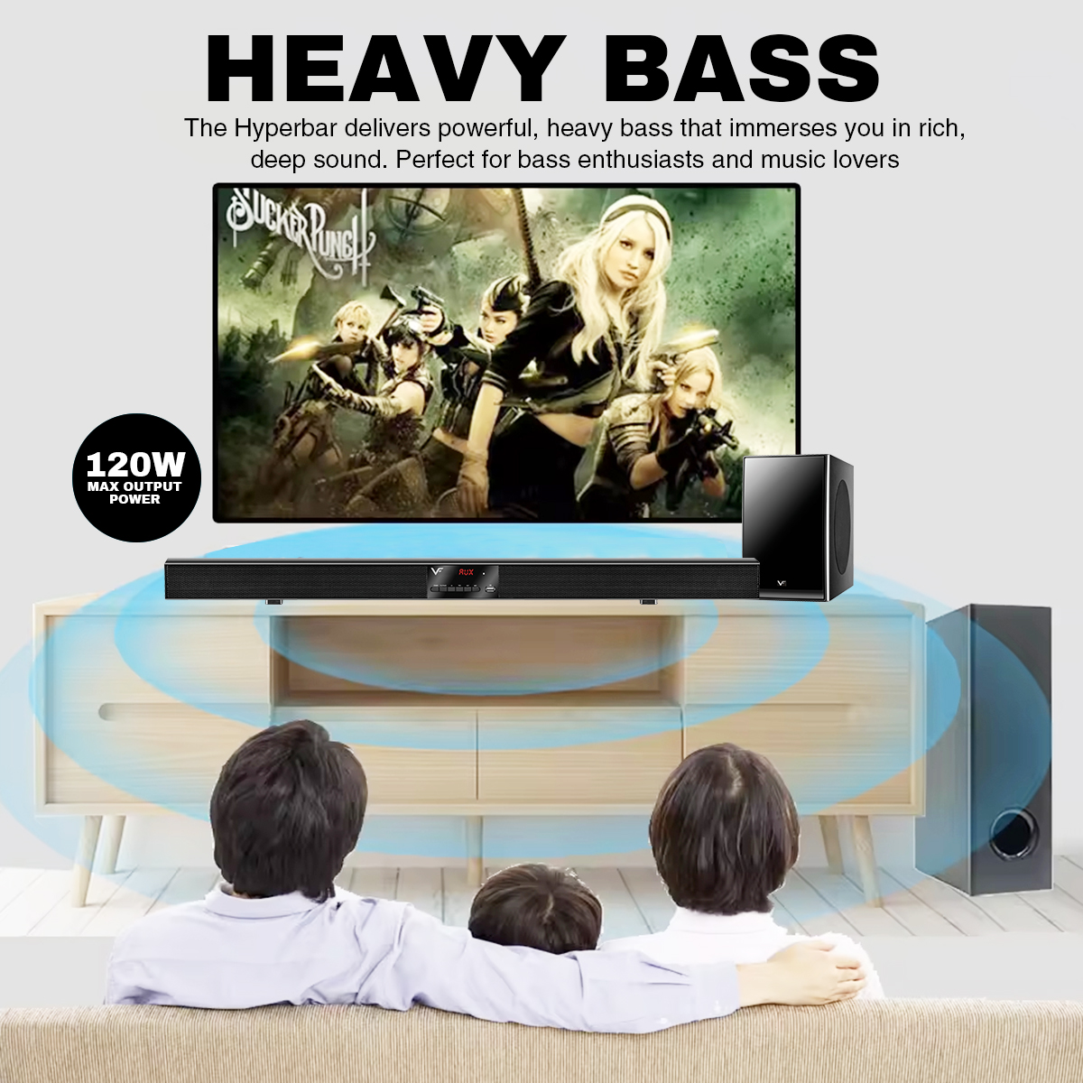 VINNFIER HYPERBAR 300 BTU Soundbar with Subwoofer with 3D Effect ...