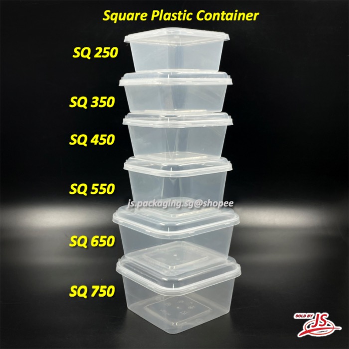 Sq 250/350/450/550/650/750 Square Disposable Plastic Food Container ...