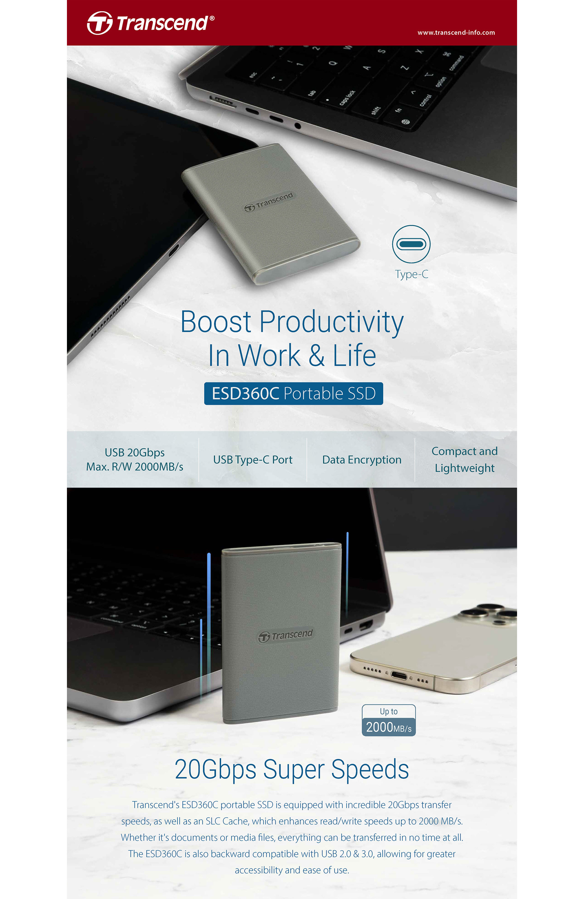 Transcend ESD360C Portable SSD - (1TB/2TB/4TB) | Shopee Singapore