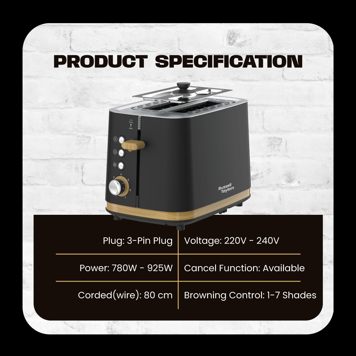 Russell Taylors Noir Series 7-Shade Stainless Steel Toaster RT30 With ...