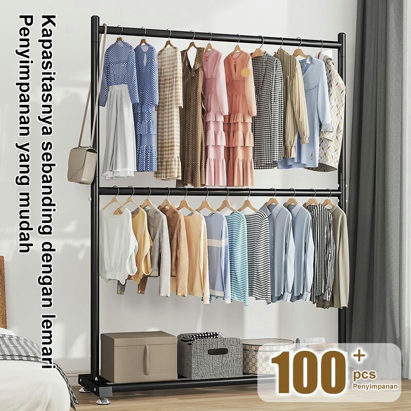 Single/Double-Pole Clothes Hanging Rack Steel Pipe Clothes Rack Drying ...